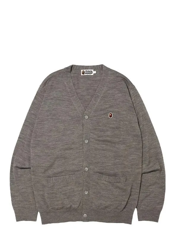 A BATHING APE Ape Head Knit Cardigan - Gray