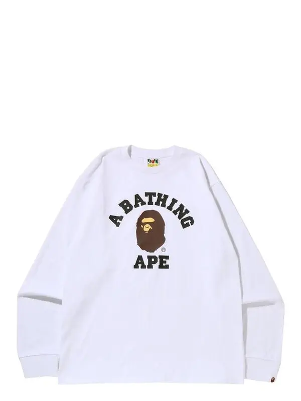 A BATHING APE College Long Sleeve Tee Shirt - White