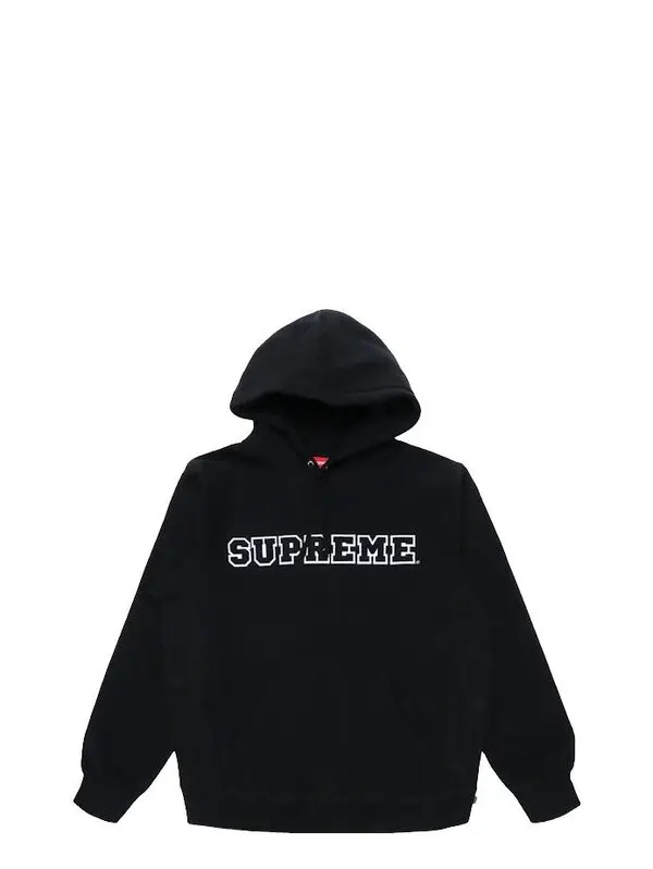 Supreme Cord Collegiate Logo Hooded Sweatshirt - Black