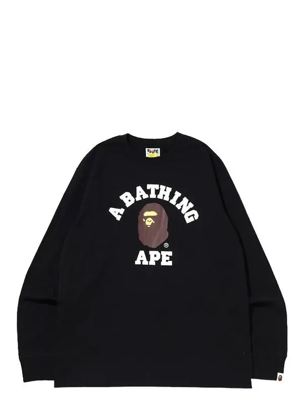 A BATHING APE College Long Sleeve Tee Shirt - Black
