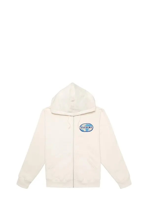 Supreme World Famous Zip Up Hooded Sweatshirt - Natural