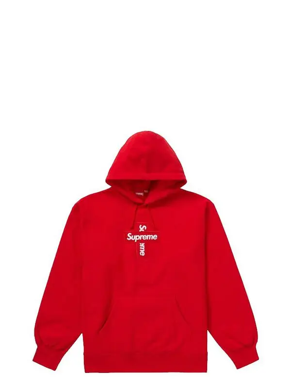Supreme Cross Box Logo Hooded Sweatshirt - Red