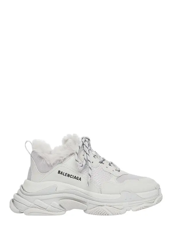 Balenciaga Triple S Fake Fur Sneakers - Grey