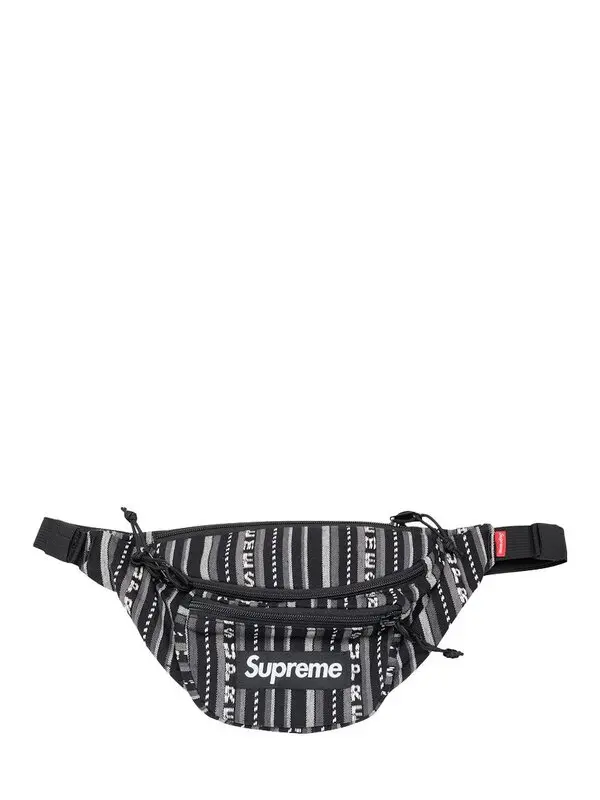Supreme Woven Stripe Waist Bag - Black