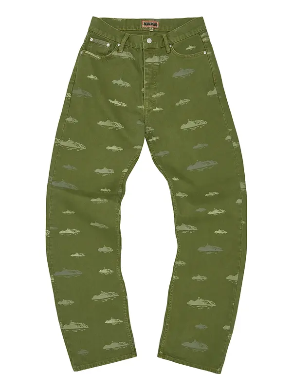 CORTEIZ Alcatraz Pattern Denim Jeans - Khaki