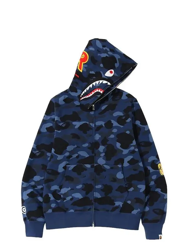 BAPE Camo Shark Full Zip Hoodie - Navy Blue