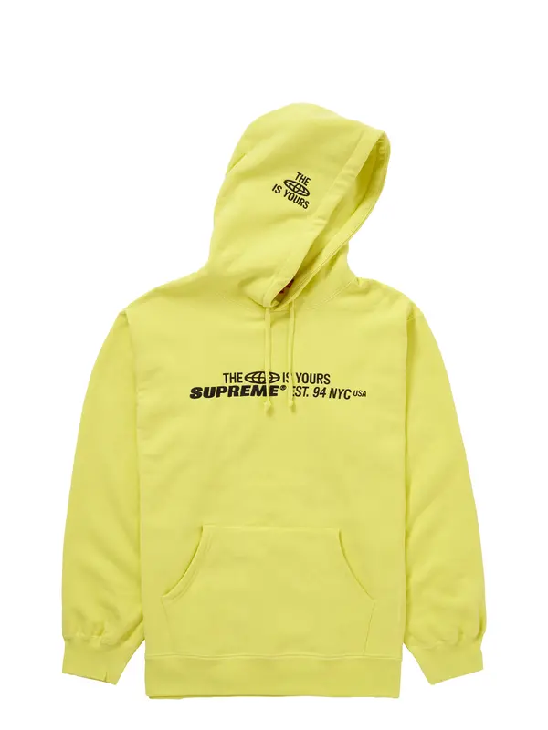 Supreme World Is Yours Hooded Sweatshirt - Light Lemon