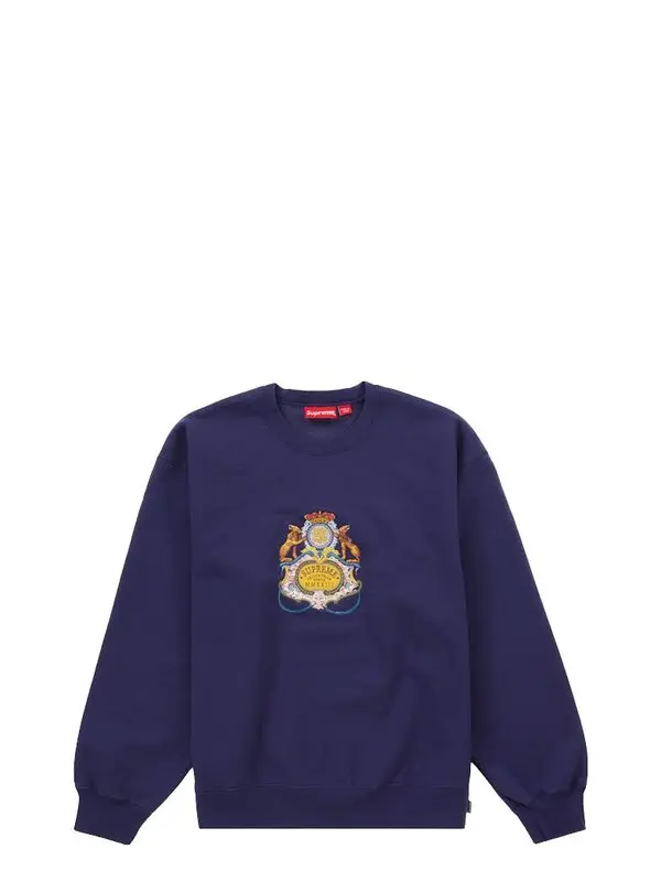 Supreme Crest Crewneck Sweatshirt - Washed Navy Blue