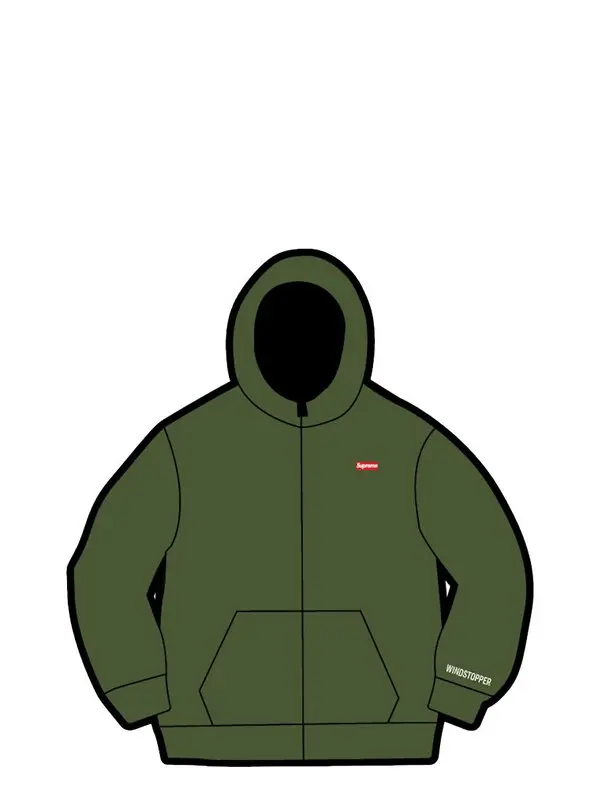 Supreme Windstopper Zip Up Hooded Sweatshirt - Dark Olive