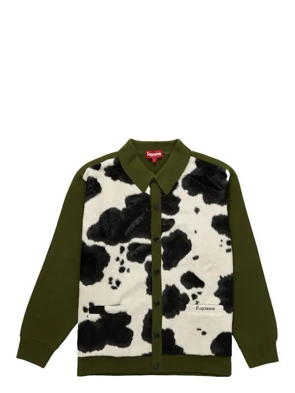 Supreme Cow Print Cardigan - Moss