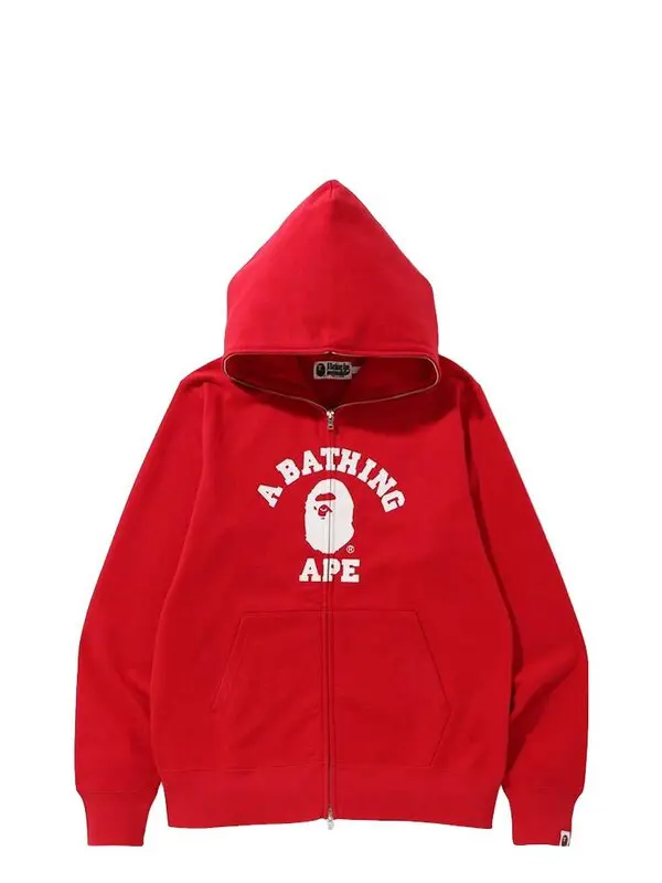 A BATHING APE College Full Zip Hoodie - Red