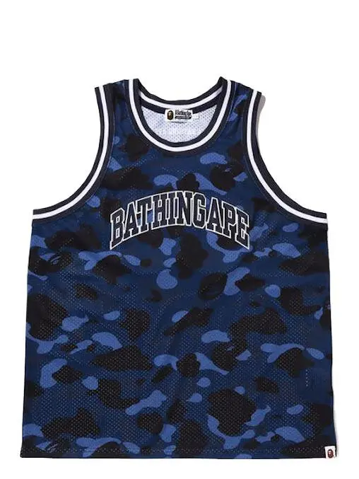 A BATHING APE Camo Basketball Tank Top - Navy Blue