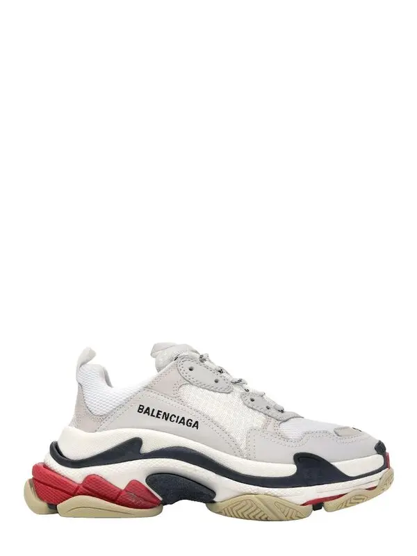 Balenciaga Triple S Lace Up Sneakers - White/red