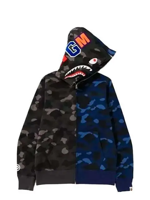 BAPE Camo Shark Full Zip Hoodie - Black/navy Blue