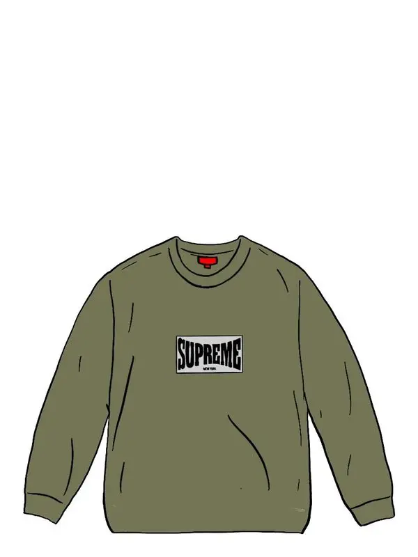 Supreme Woven Label Long Sleeve Top - Olive