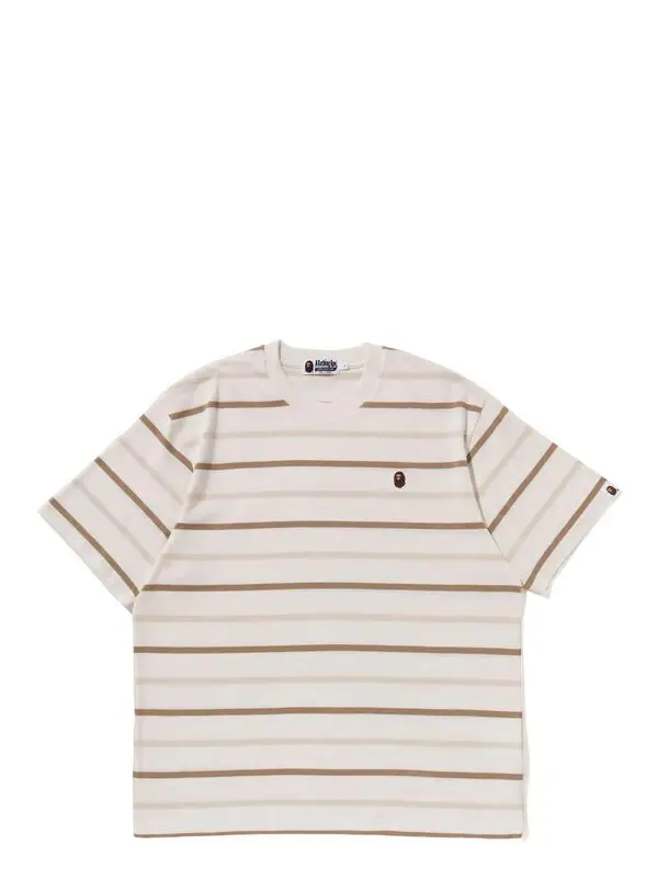 A BATHING APE Ape Head One Point Stripe Tee Shirt - Ivory