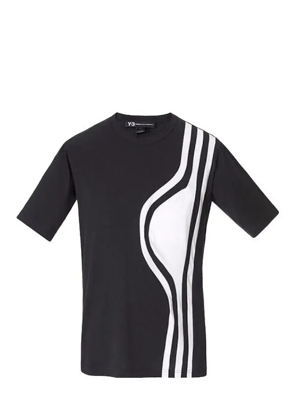 Adidas Y3 Stripes Short Sleeve Tee Shirt - Black