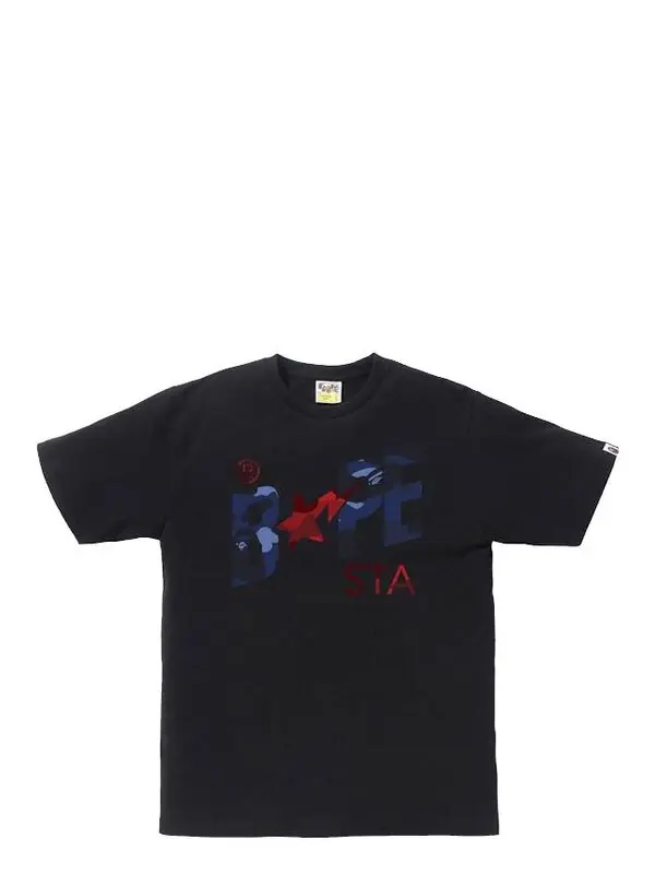 A BATHING APE Camo Sta Logo T-shirt - Black