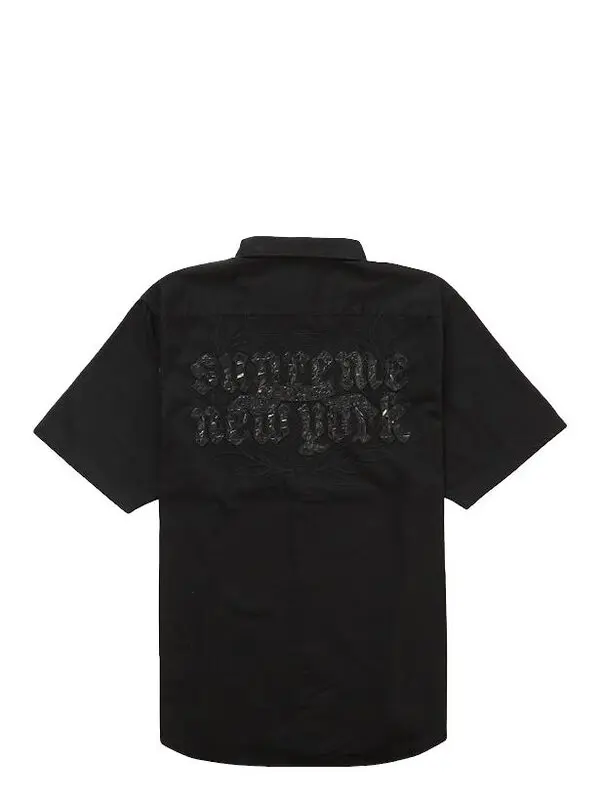 Supreme Croc Patch Short Sleeve Work Shirt - Black
