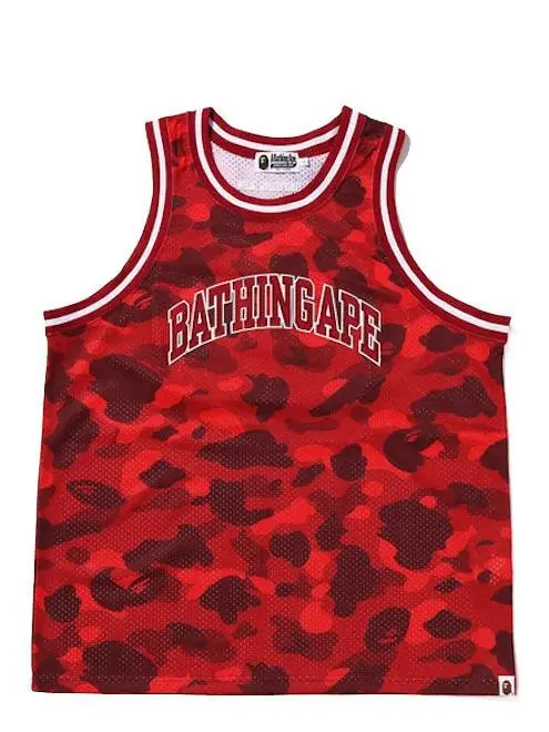 A BATHING APE Camo Basketball Tank Top - Red