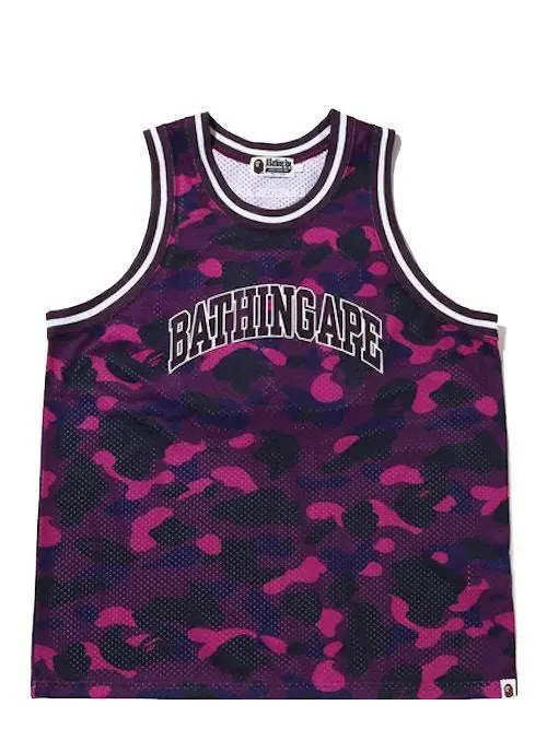 A BATHING APE Camo Basketball Tank Top - Purple