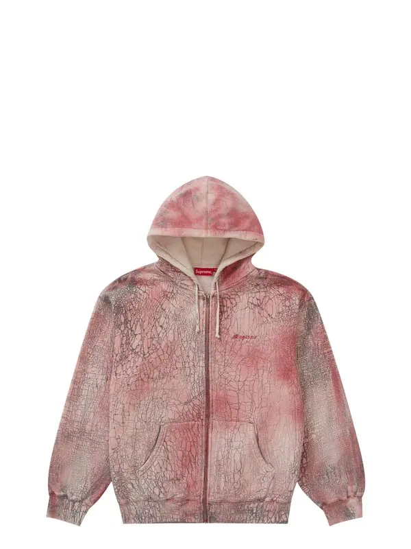 Supreme Crackle Zip-up Hooded Sweatshirt - Red