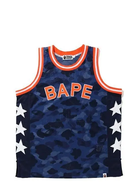 BAPE Camo Basketball Tank Top - Navy Blue