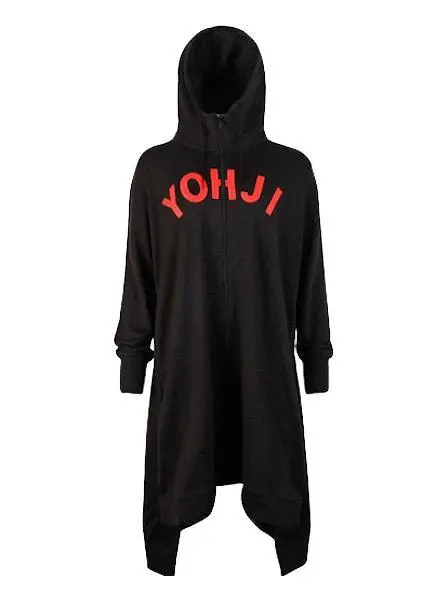 Adidas Y-3 Yohji Letters Zip Up Long Hoodie - Black/red