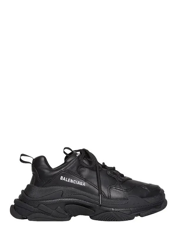 Balenciaga Triple S Synthetic Leather Sneakers - Black