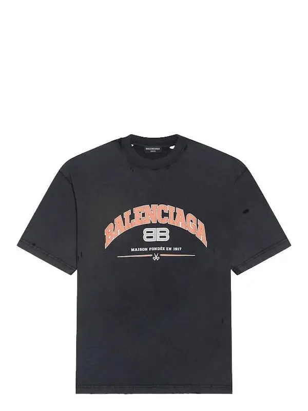 Balenciaga Maison Medium Fit T-shirt - Black/orange/white
