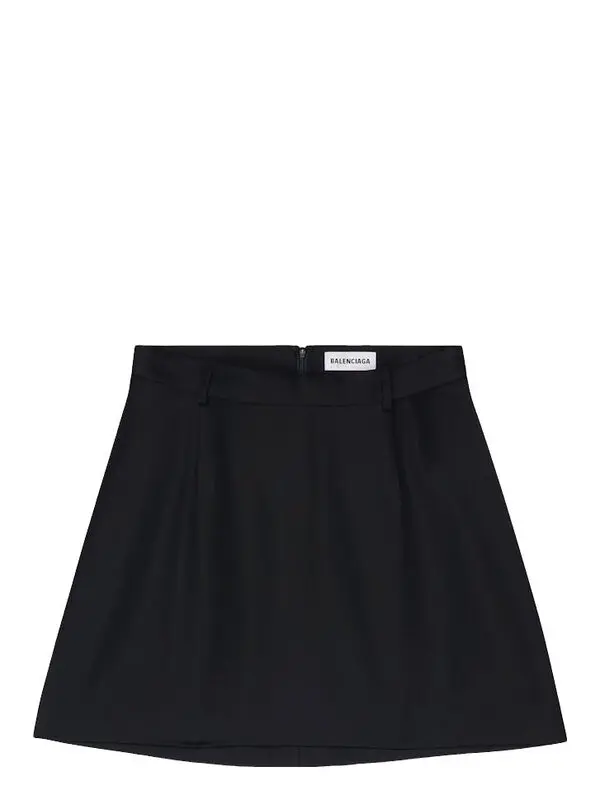Balenciaga Virgin Wool Twill Mini Skirt - Black