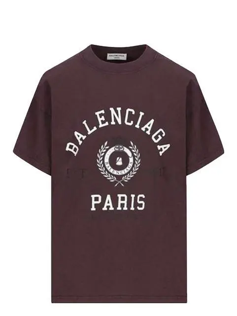 Balenciaga College 1917 Medium Fit T-shirt - Burgundy