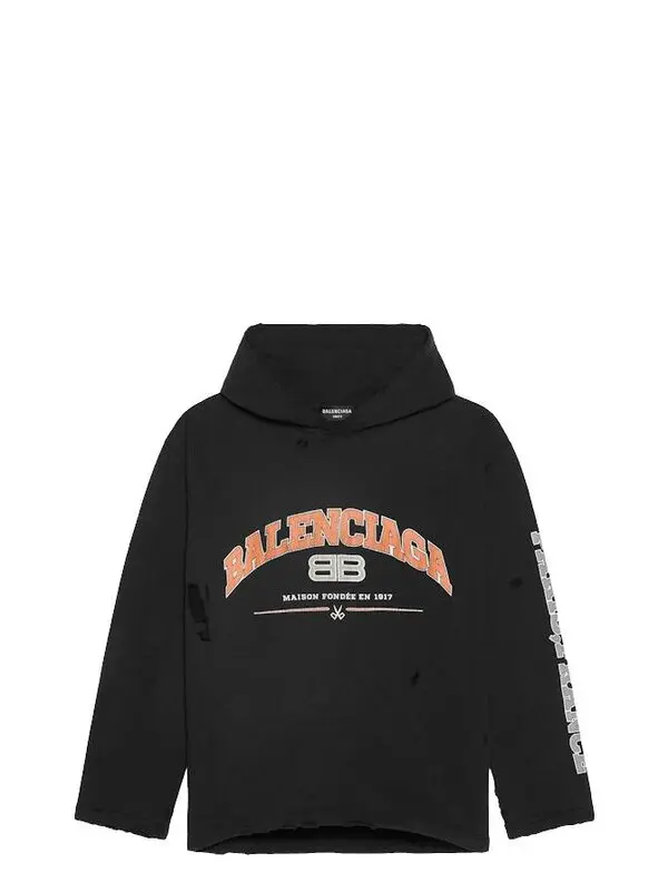 Balenciaga Maison Cropped Hoodie - Black/orange/white