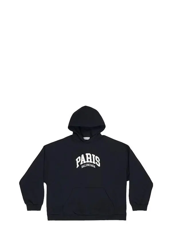 Balenciaga Cities Paris Wide Fit Hoodie - Black