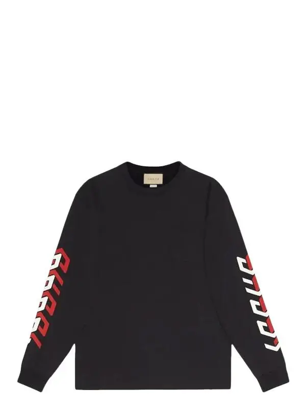 Gucci Logo-print Crewneck Sweatshirt - Black/red/white