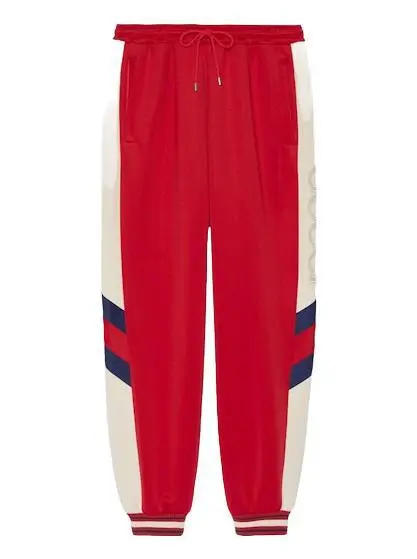 Gucci Neoprene Track Webbed Pant - Red/ivory/blue