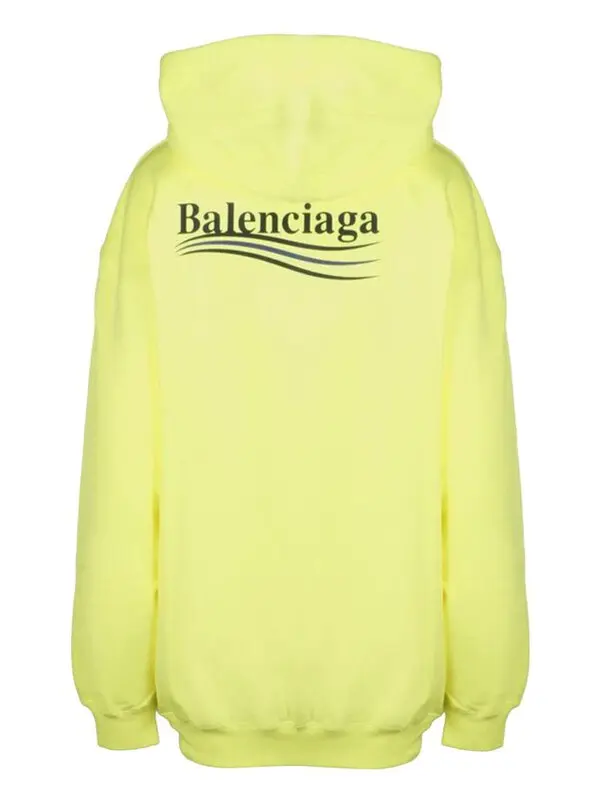 Balenciaga Political Campaign Medium Fit Hooded Sweatshirt - Fluo Yellow Black