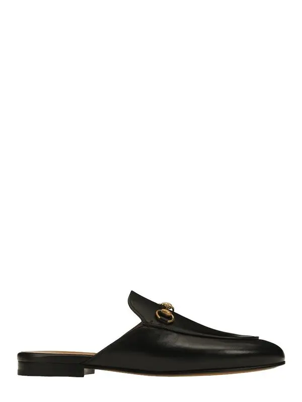 Gucci Princetown Leather Slipper - Black/gold