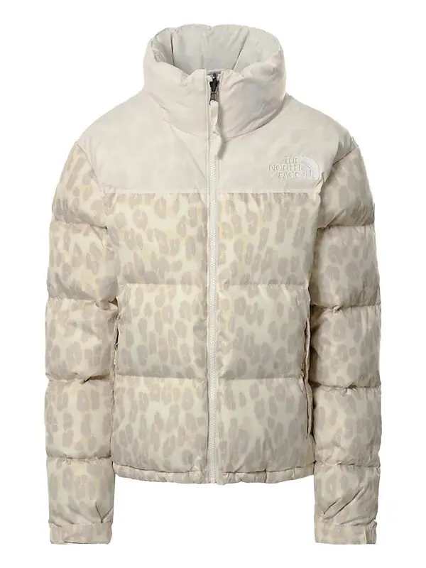 The North Face 1996 Printed Retro Nuptse 700 Fill Packable Jacket - Silver Grey Leopard Print/gardenia White