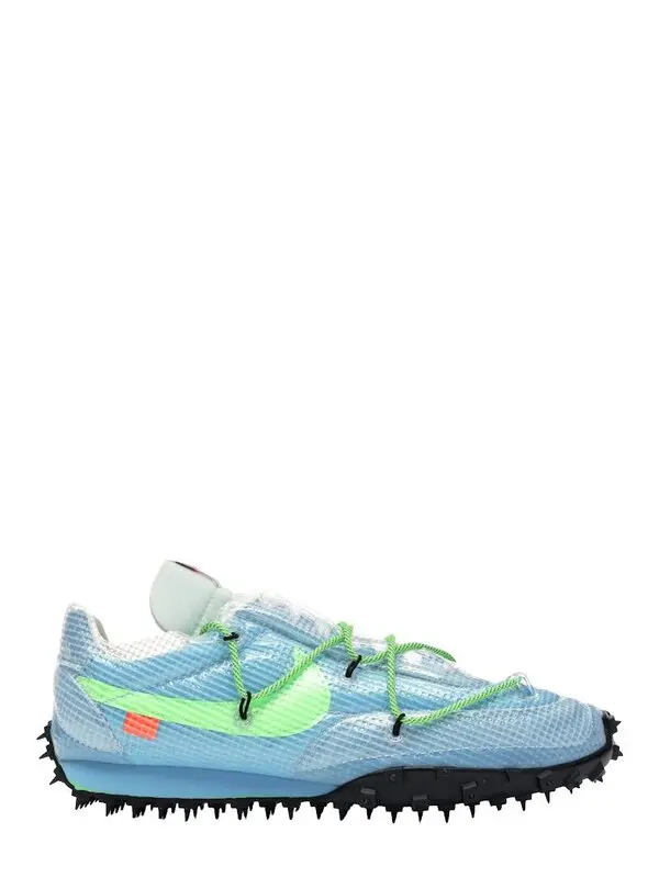 Nike Waffle Racer Off-white Sneakers - Vivid Sky Blue/black/electric Green