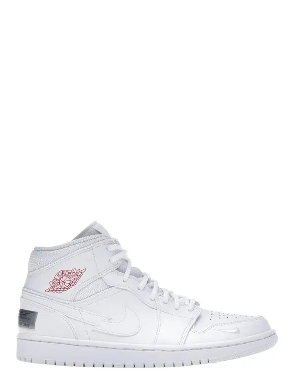 JORDAN 1 Mid Se Nike Swoosh On Tour Sneakers - White/gym Red