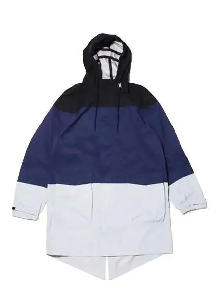 Nike Nikelab Colorblock Windbreaker Parka Jacket - Black/midnight Navy Blue/wolf Grey