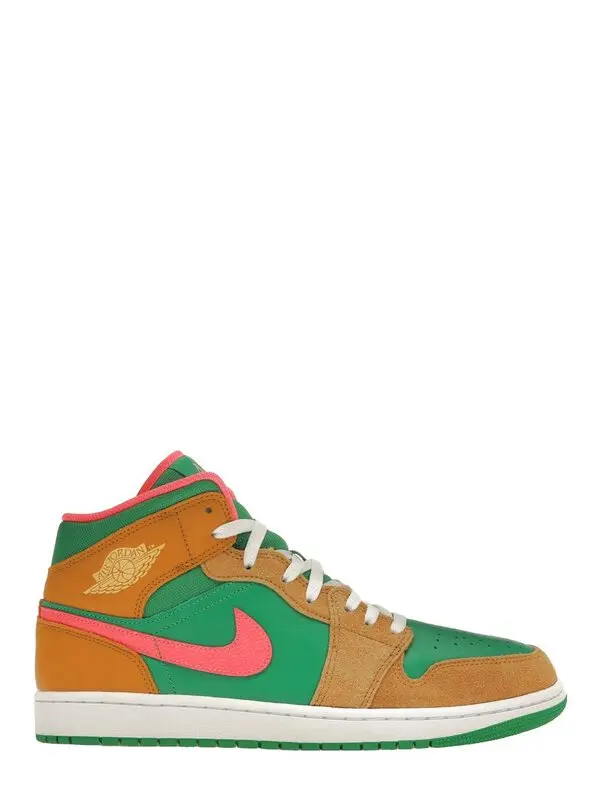 JORDAN 1 Mid Se Sneakers - Wheat/lucky Green/watermelon