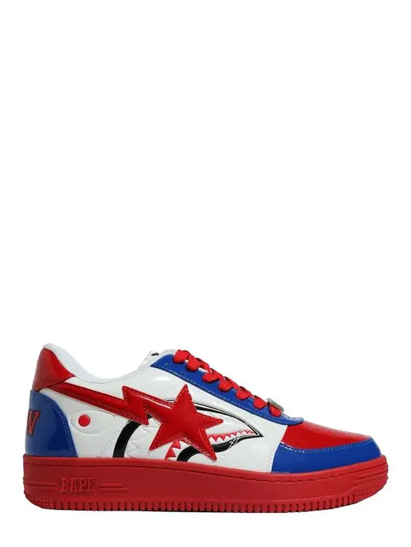 A BATHING APE Sta Low London Store Shark Sneakers - White/red/blue