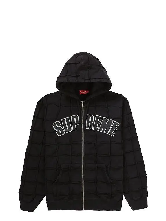 Supreme Reverse Patchwork Zip Up Hooded Sweatshirt - Black