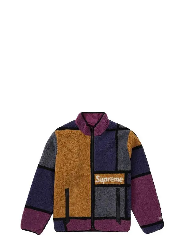 Supreme Reversible Colorblocked Fleece Jacket - Purple