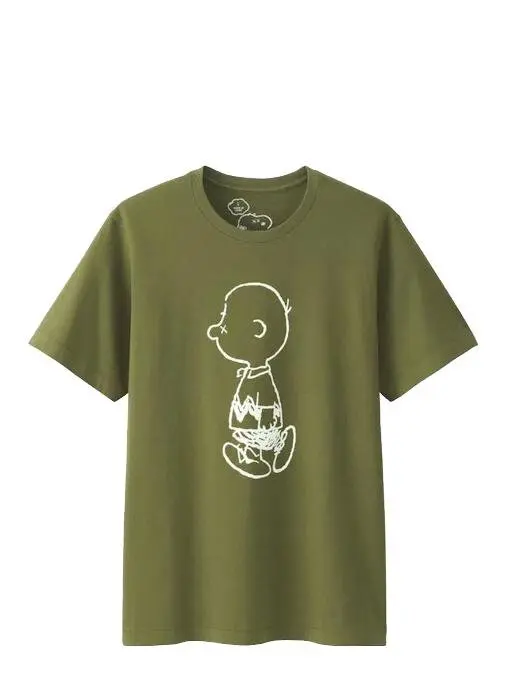 KAWS X Uniqlo X Peanuts Charlie Brown Tee Shirt - Olive