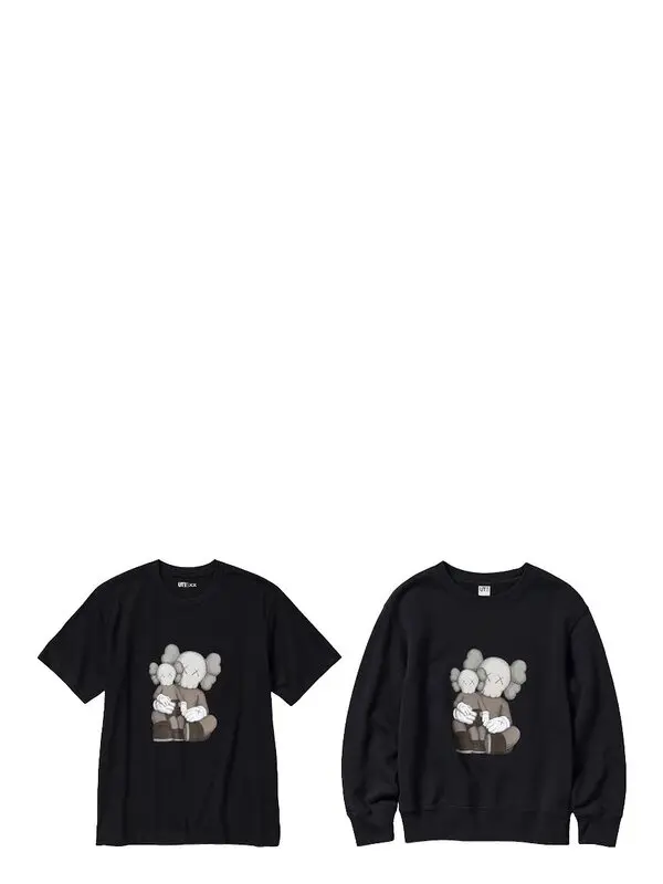 KAWS X Uniqlo Ut Short Sleeve T-shirt & Sweat-shirt Set - Black