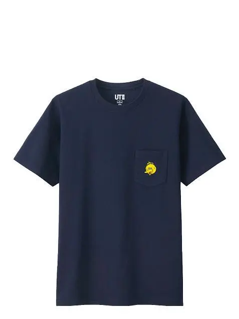 KAWS X Uniqlo X Sesame Street Big Bird Pocket T-shirt - Navy Blue
