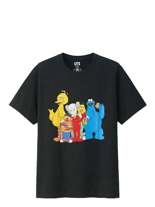 KAWS X Uniqlo X Sesame Street Group #2 Tee Shirt - Black